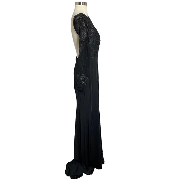 Hebeos | Dresses | Hebeos Black Lace Sleeve Embroidered Open Back ...